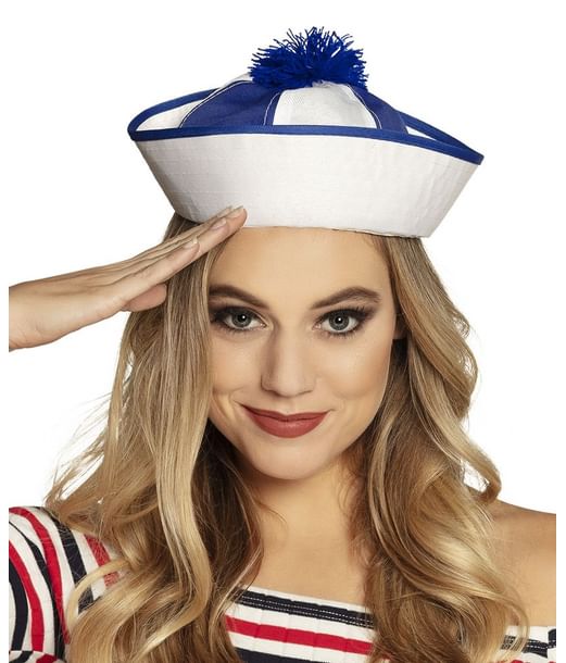 Matros hat, blå og hvid - Levering fra kun 45,00 kr. - Fest & Farver