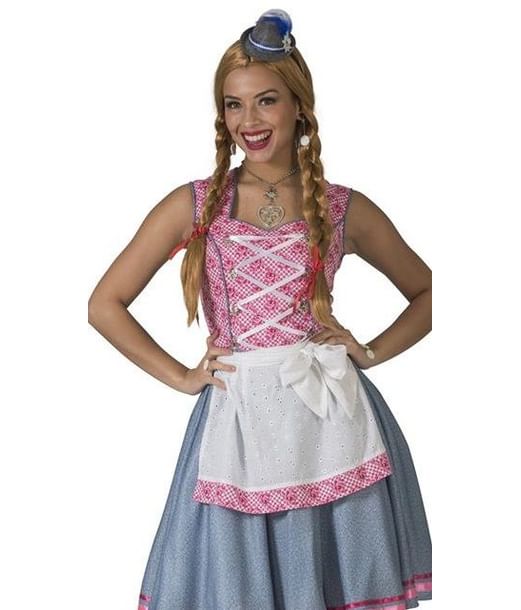 Køb lyseblå og pink tyrolerkjole med forklæde her - Fest & Farver