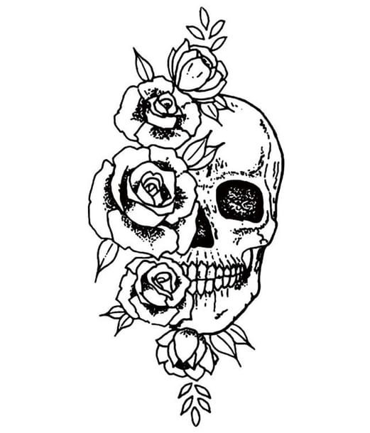 Køb Kranie og rose tatovering - Porto fra kun 39,00 kr. - Fest & Farver