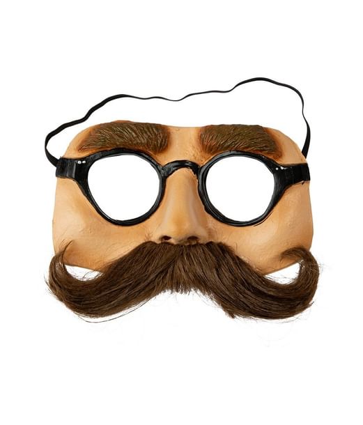 Halvmaske med overskæg og brille - Fragt fra kun 39 kr. - Fest & Farver