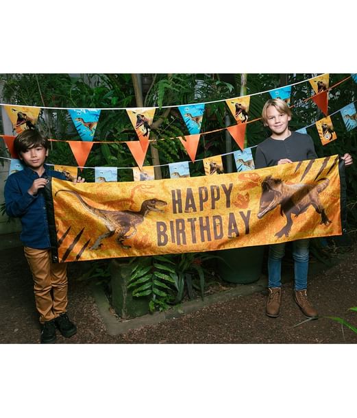 T-Rex Happy Birthday banner - Forsendelse fra kun 39,00 kr. - Fest & Farver