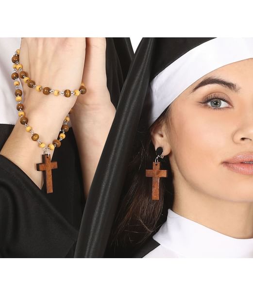 Kors med rosenkrans og øreringe - Porto fra kun 39 kr. - Fest & Farver